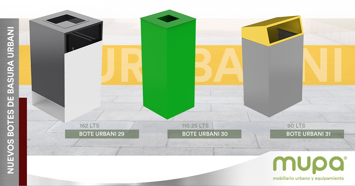 Nuevos diseños de Botes para Basura Urbani en nuestro Mobiliario Urbano